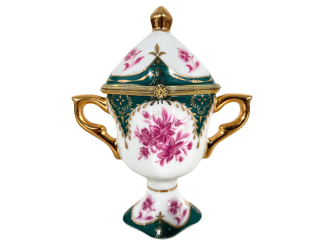 Vintage French Trophy Vase Pot Pill Box Jewellery Box Circle Shape ...