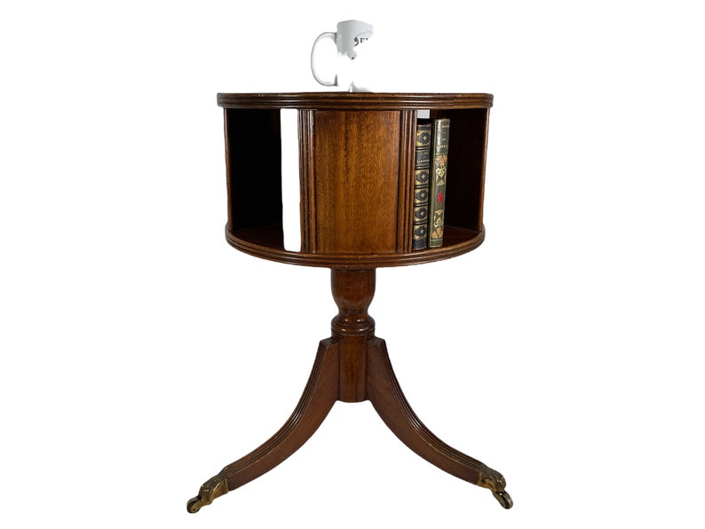 Antique French Large Revolving Library Table Desk With Leather Top ...