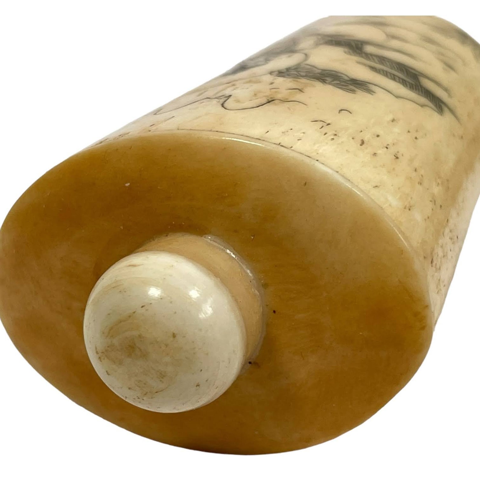 Vintage Chinese Snuff Smelling Salts Hand Etched Small Bottle Holder ...