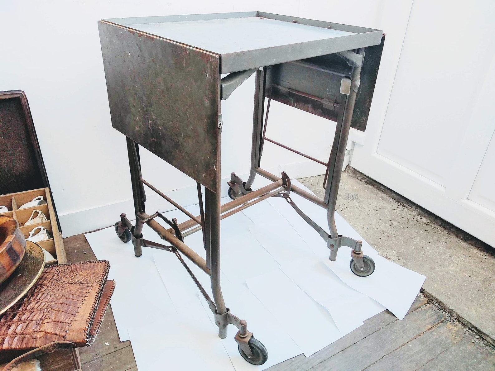 Vintage French Metal Heavy Portable Typewriter Industrial Portable ...