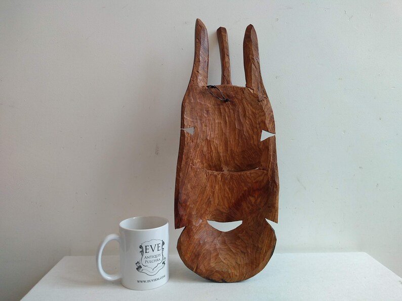 Vintage African Medium Wooden Bust Mask Wall Decor Intricate | Etsy