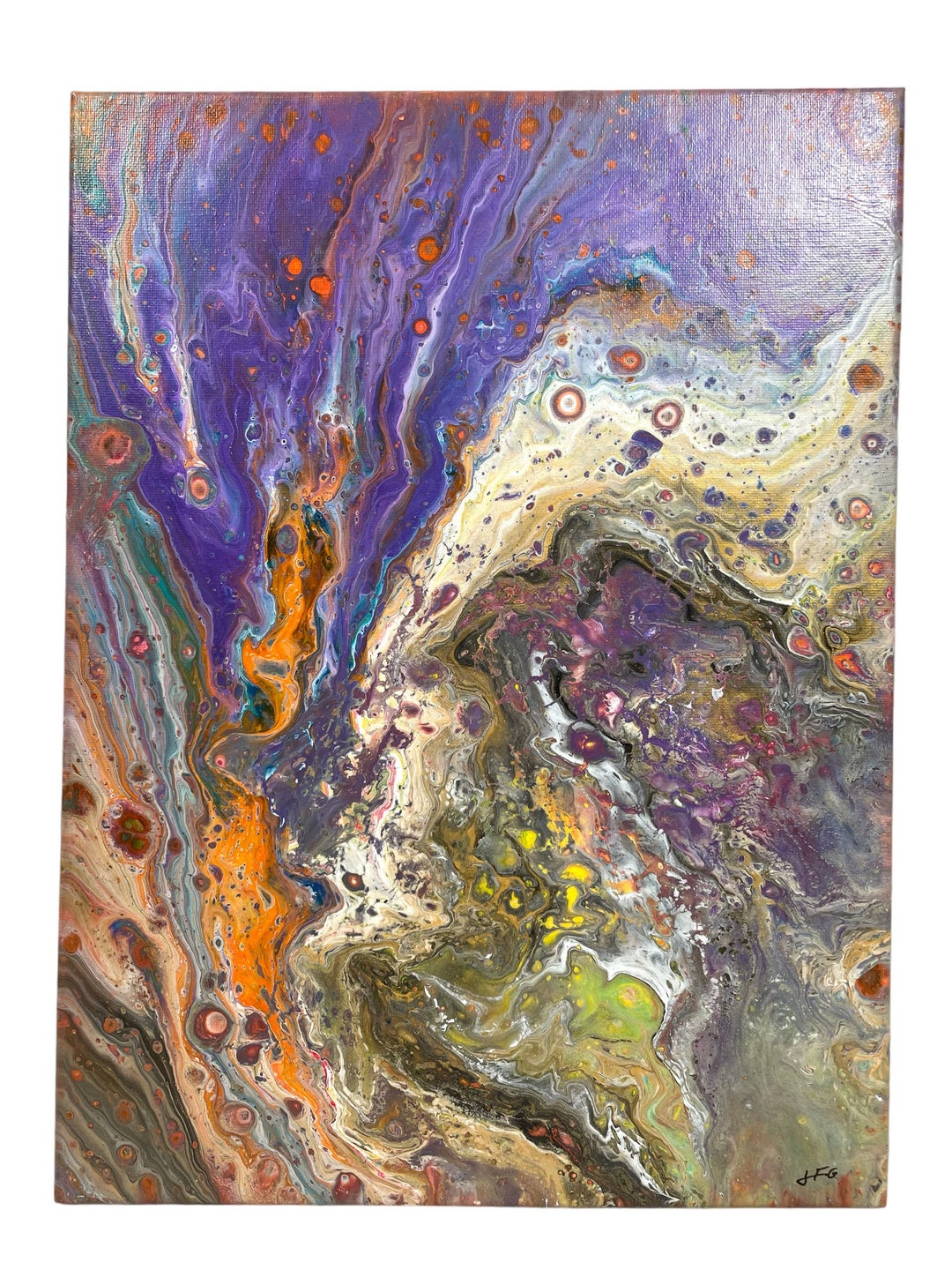 Vintage French "purple Haze" Acrylic Painting on Canvas Wall Decor ...