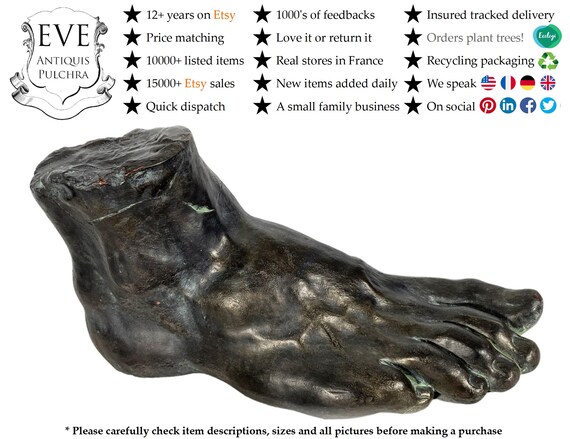 Vintage English Extra Large Faux Bronze Foot Sculpture Roman - Etsy