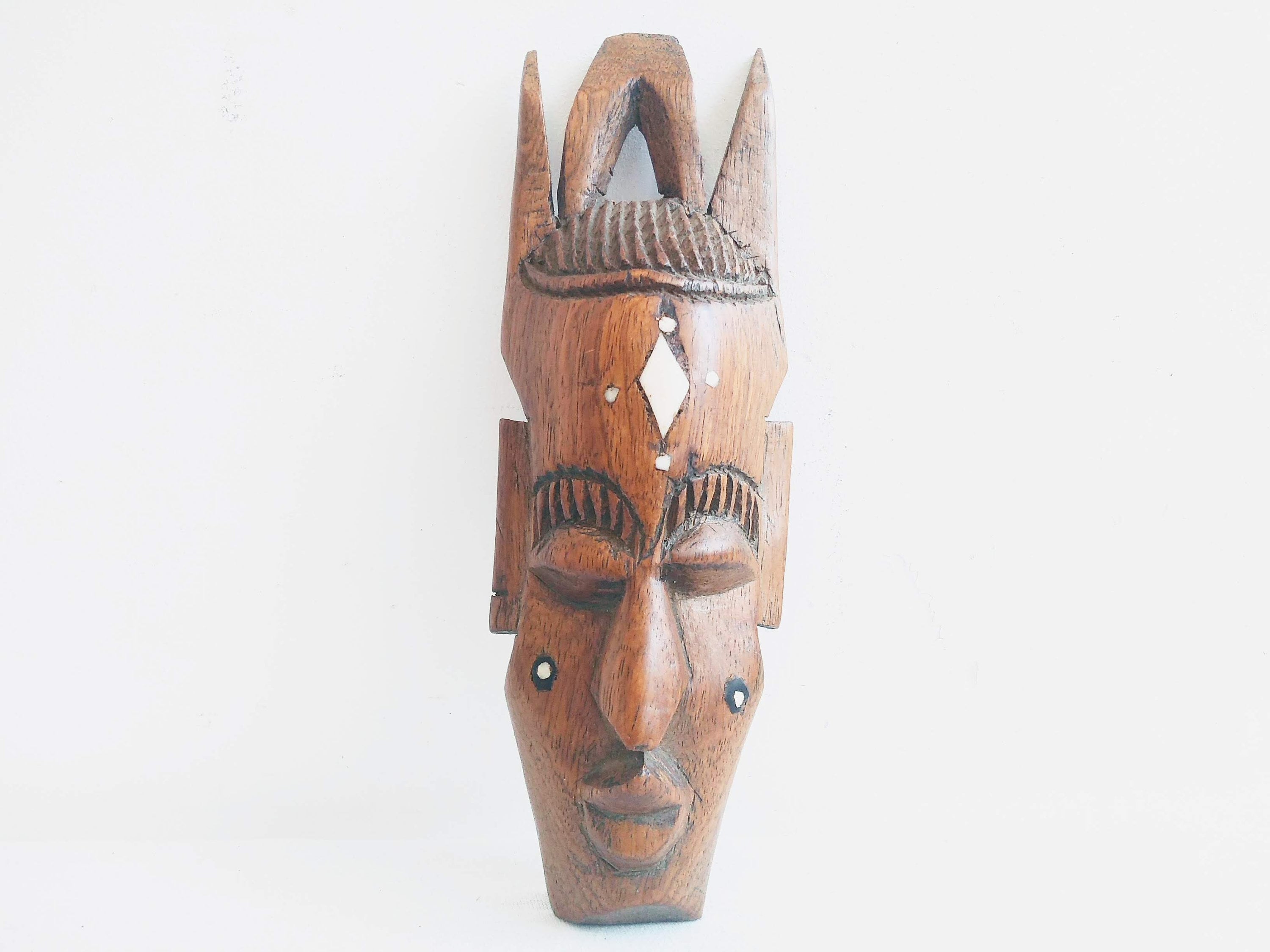 Vintage African Small Wooden Bust Mask Wall Decor Intricate - Etsy