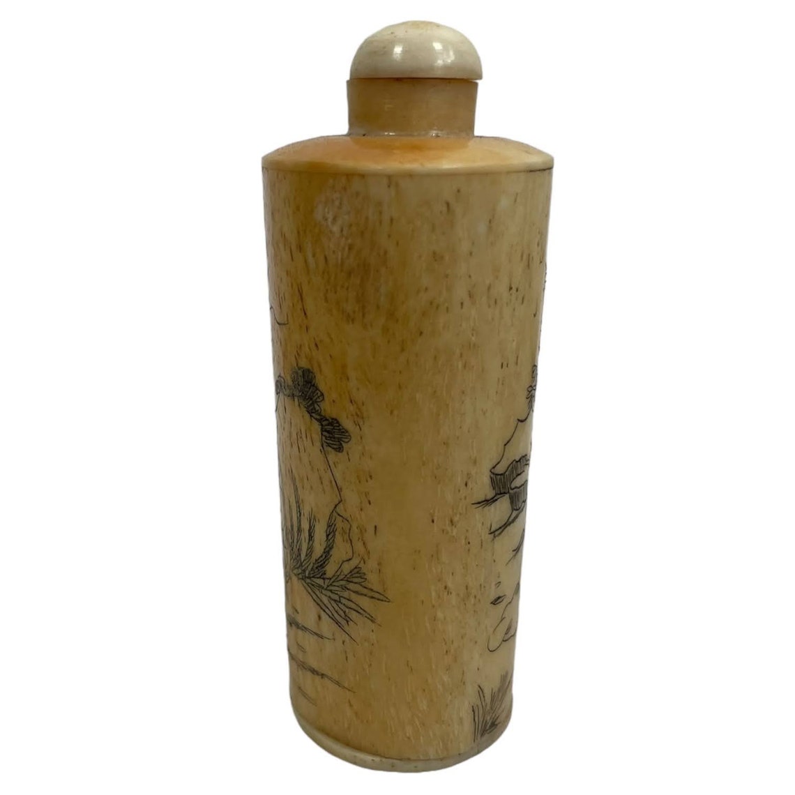 Vintage Chinese Snuff Smelling Salts Hand Etched Small Bottle Holder ...