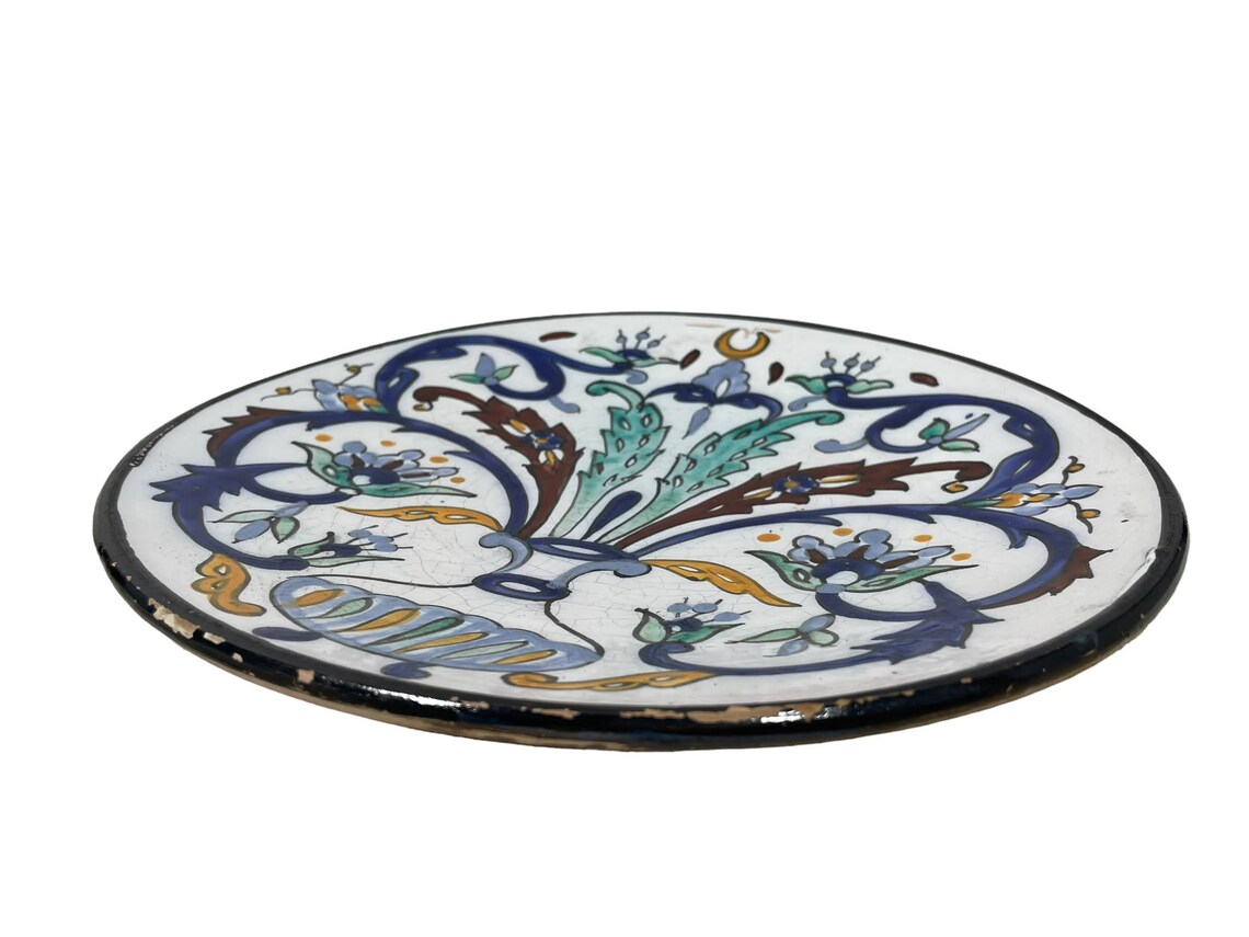 Vintage Middle Eastern Plate Dish Bowl Pottery Clay Arabian Theme ...