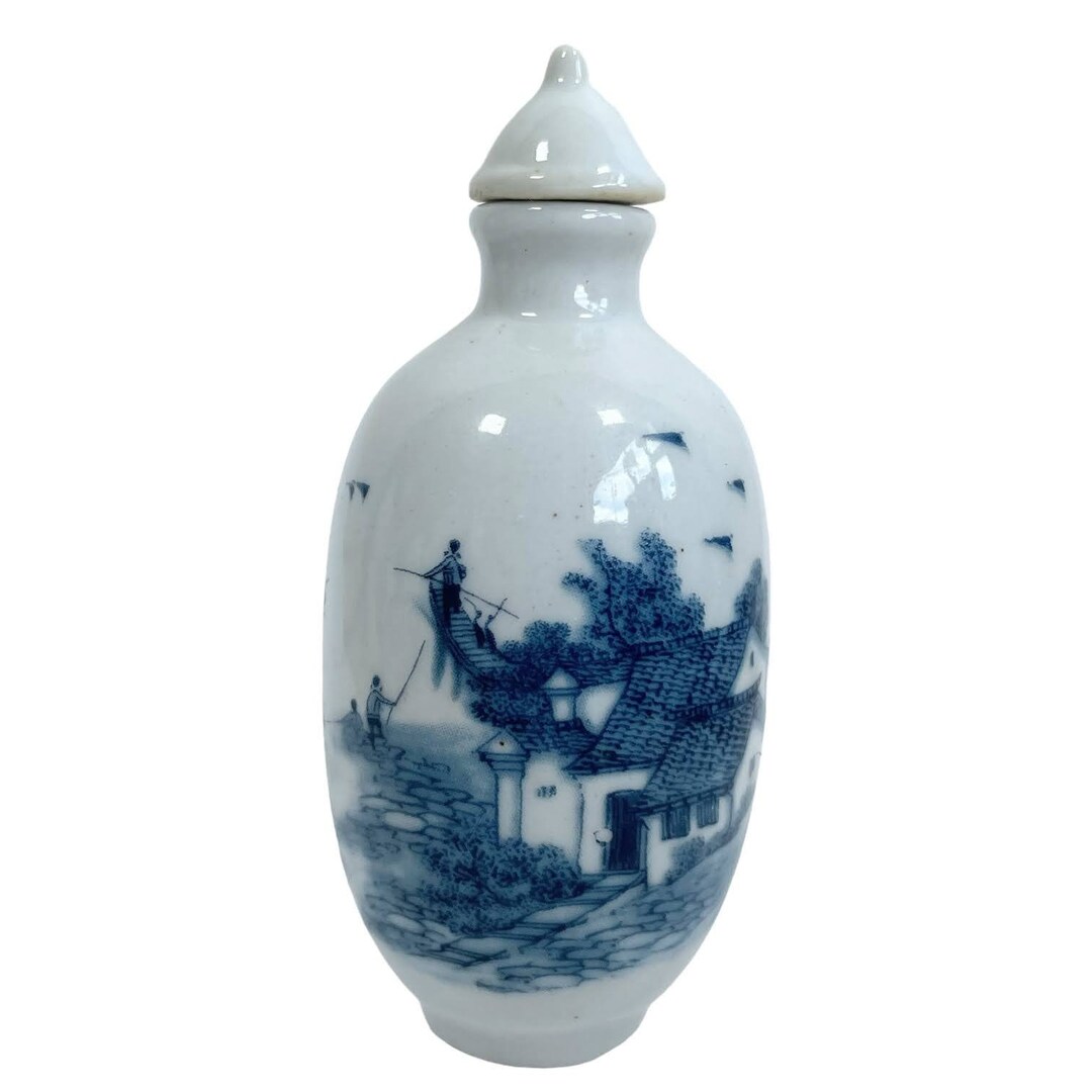 Vintage Chinese Snuff Smelling Salts Ceramic Small Bottle Holder White ...