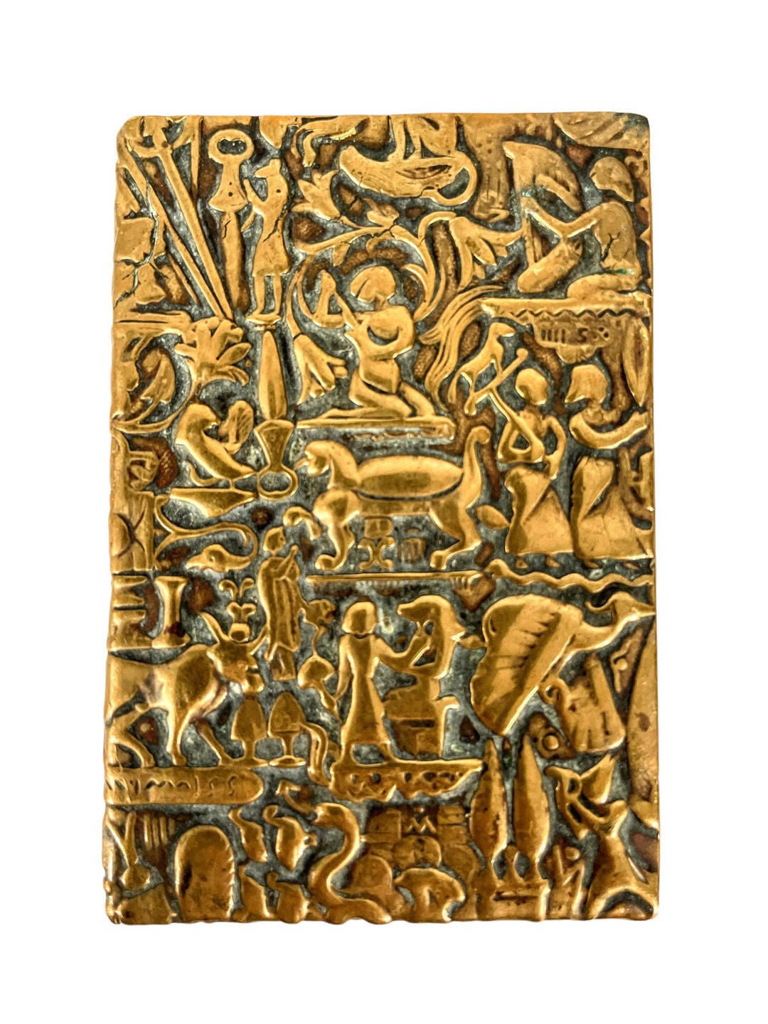 Vintage Egyptian Ornate Bronze Brass Metal Medium Match Box Matchbox ...