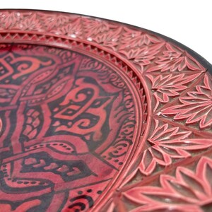 Vintage Moroccan Red Black Dish Bowl Plate Pottery Clay Arabian Theme ...