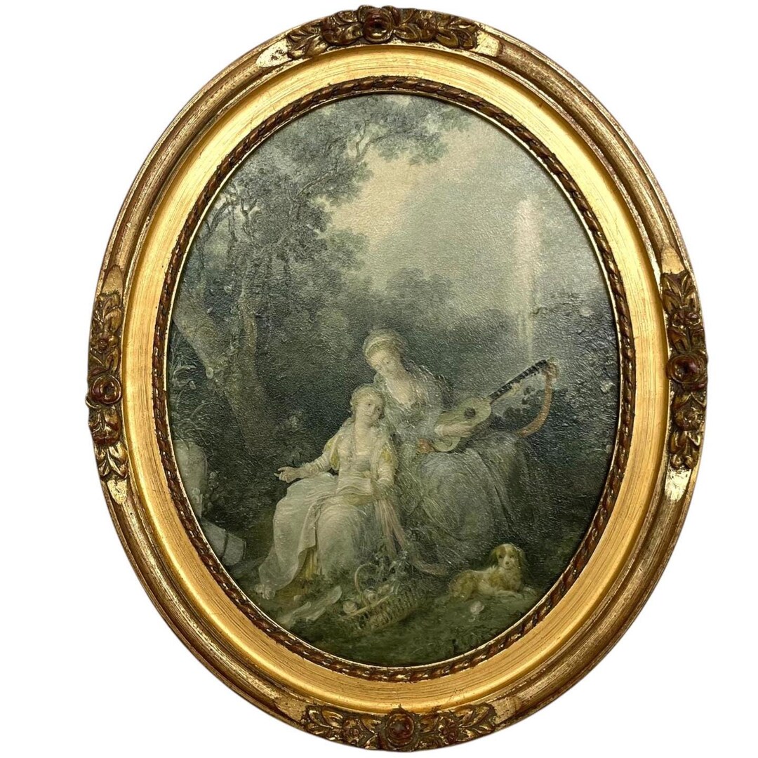 Vintage French Glossed Print Jean Baptiste Hilare the Music Lesson ...
