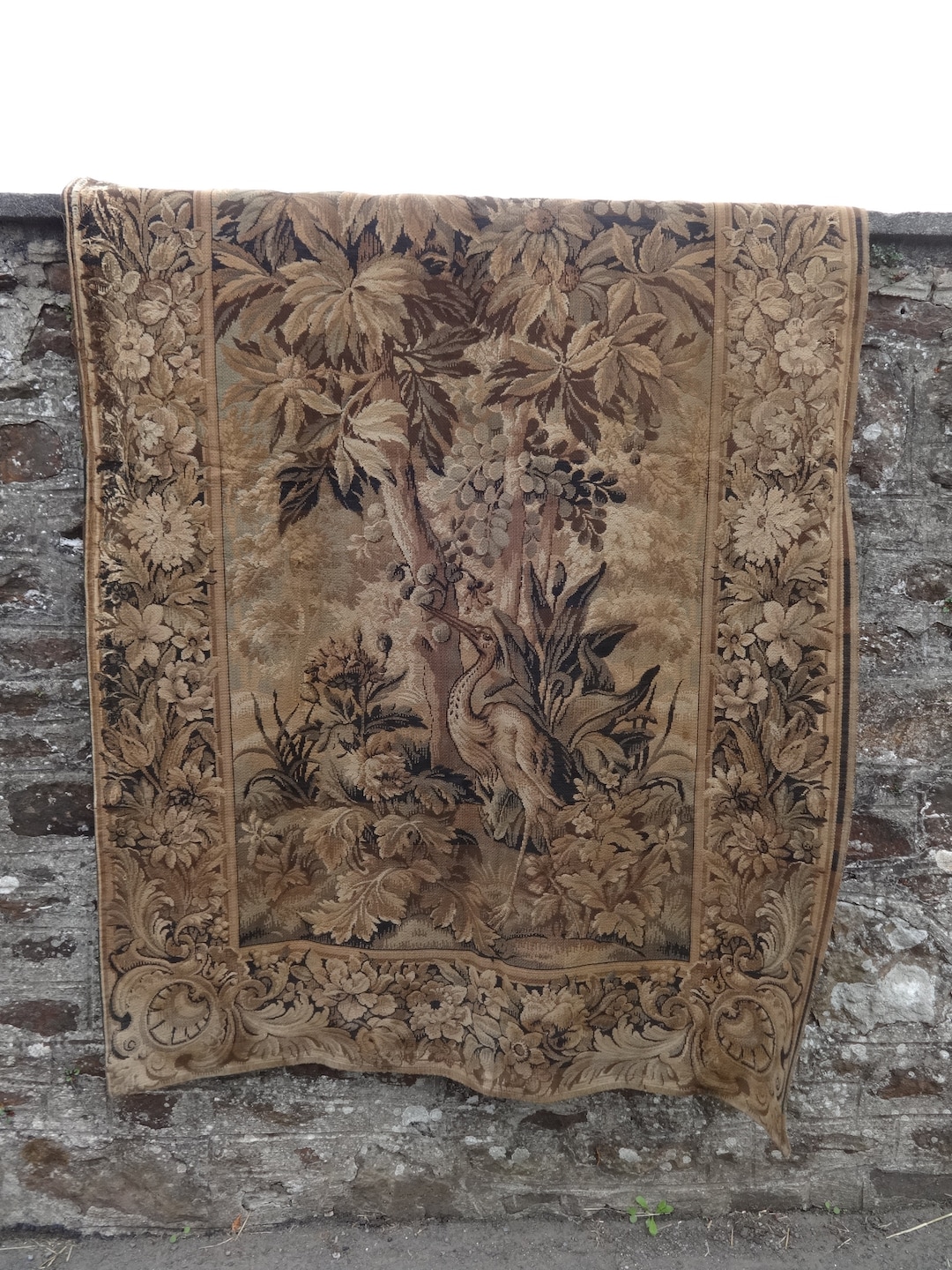 Antique French Chateau Long Large Wall Hanging Tapestry Tapestries ...