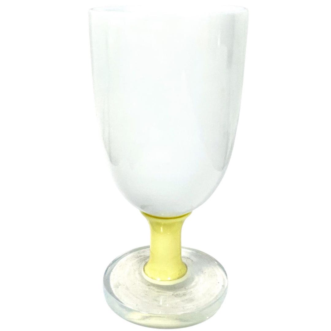 Vintage French White Yellow Milk Crystal Sevres Glass Drinking Goblet ...
