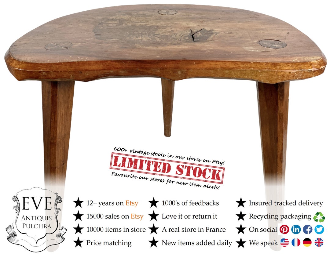 Vintage Stool French Traditional D Style Long Leg Normandy Milking ...