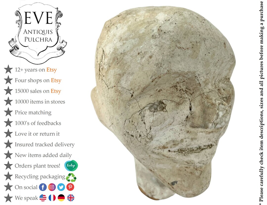 Vintage Marionette Puppet Head Plaster Toy Decorative Collectable ...