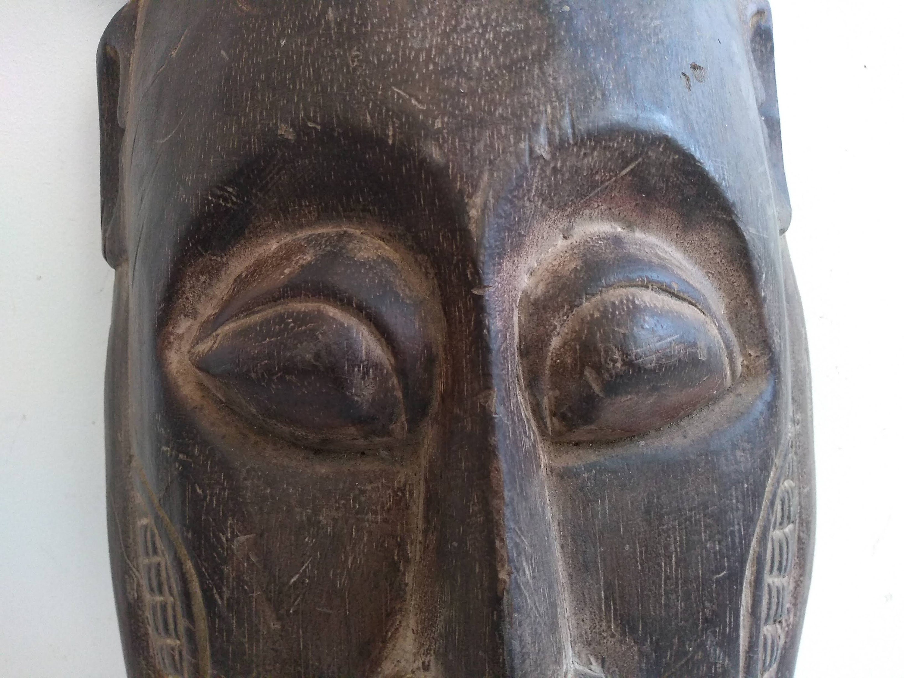 Vintage African Large Wooden Bust Mask Wall Decor Intricate | Etsy