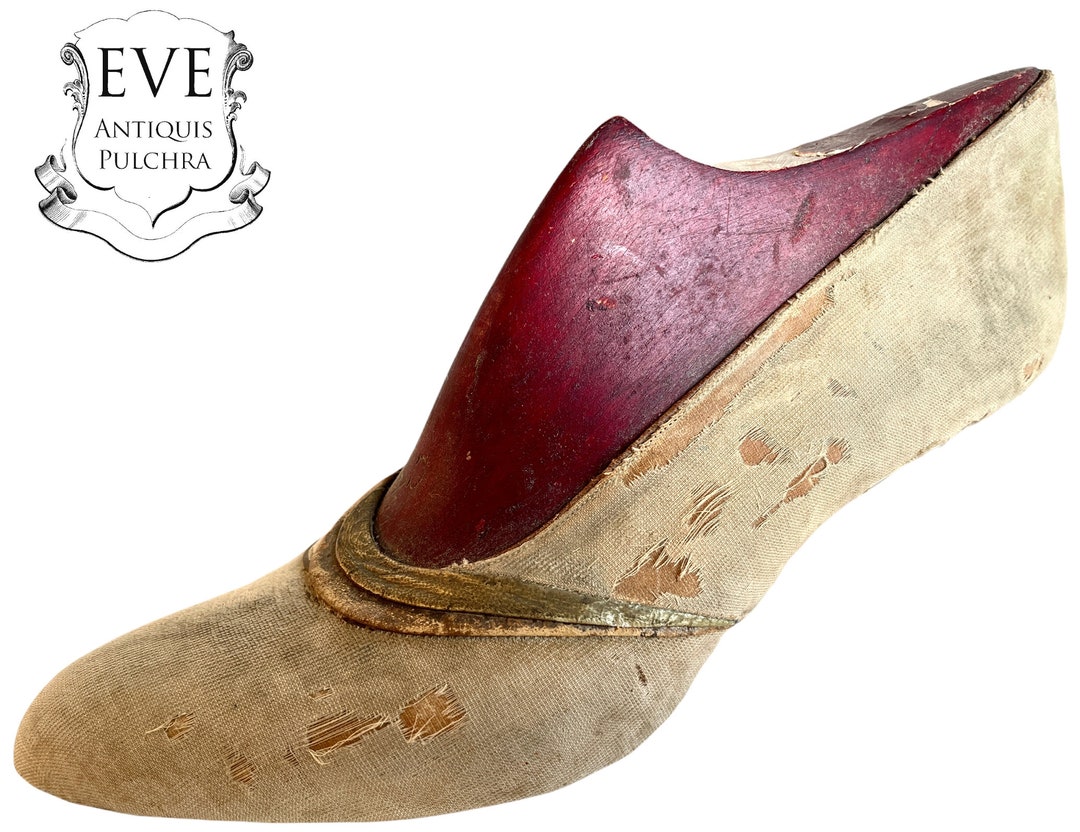 Vintage French Italian Prototype Designer Shoe on Wooden Form Wood ...