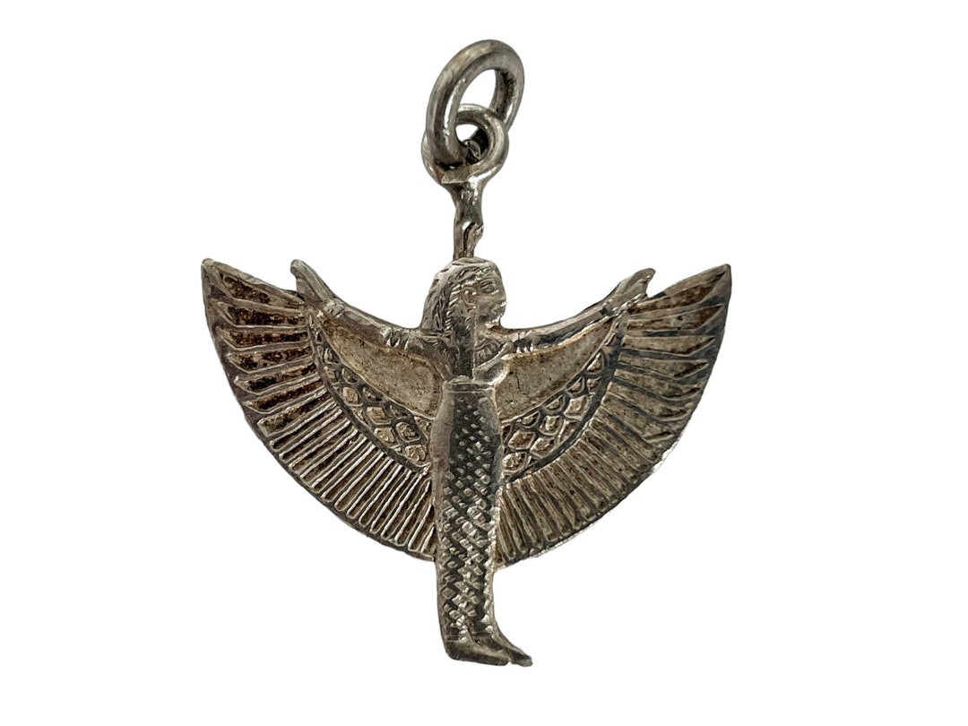 Vintage Egyptian Goddess Isis Wings Charm Pendant Jewellery Necklace ...
