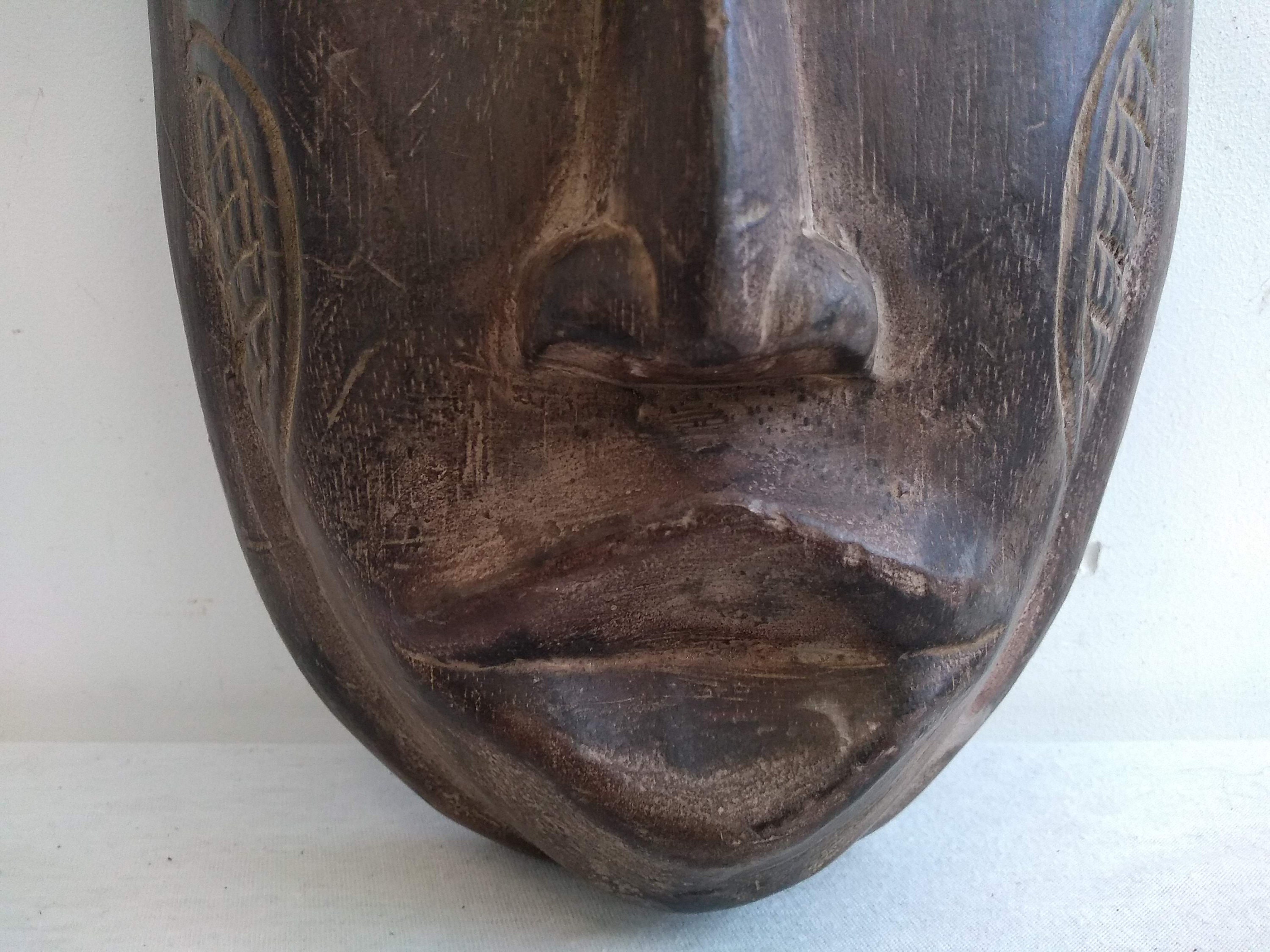 Vintage African Large Wooden Bust Mask Wall Decor Intricate | Etsy