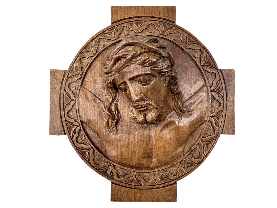 Vintage French Religious Saint Plaque Wood Christ With Patina Catholic ...