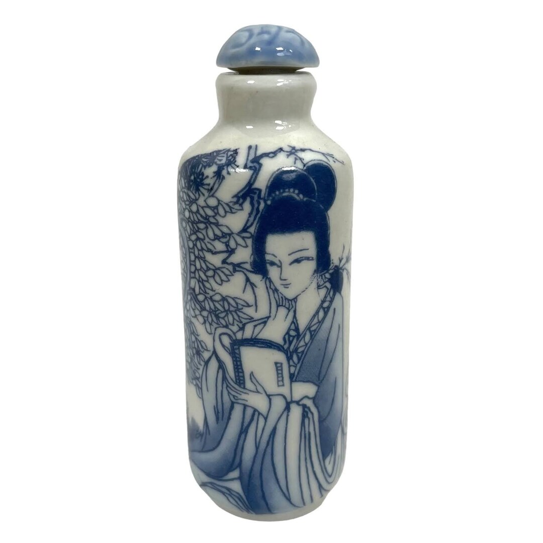 Vintage Chinese Snuff Smelling Salts Ceramic Small Bottle Holder White ...