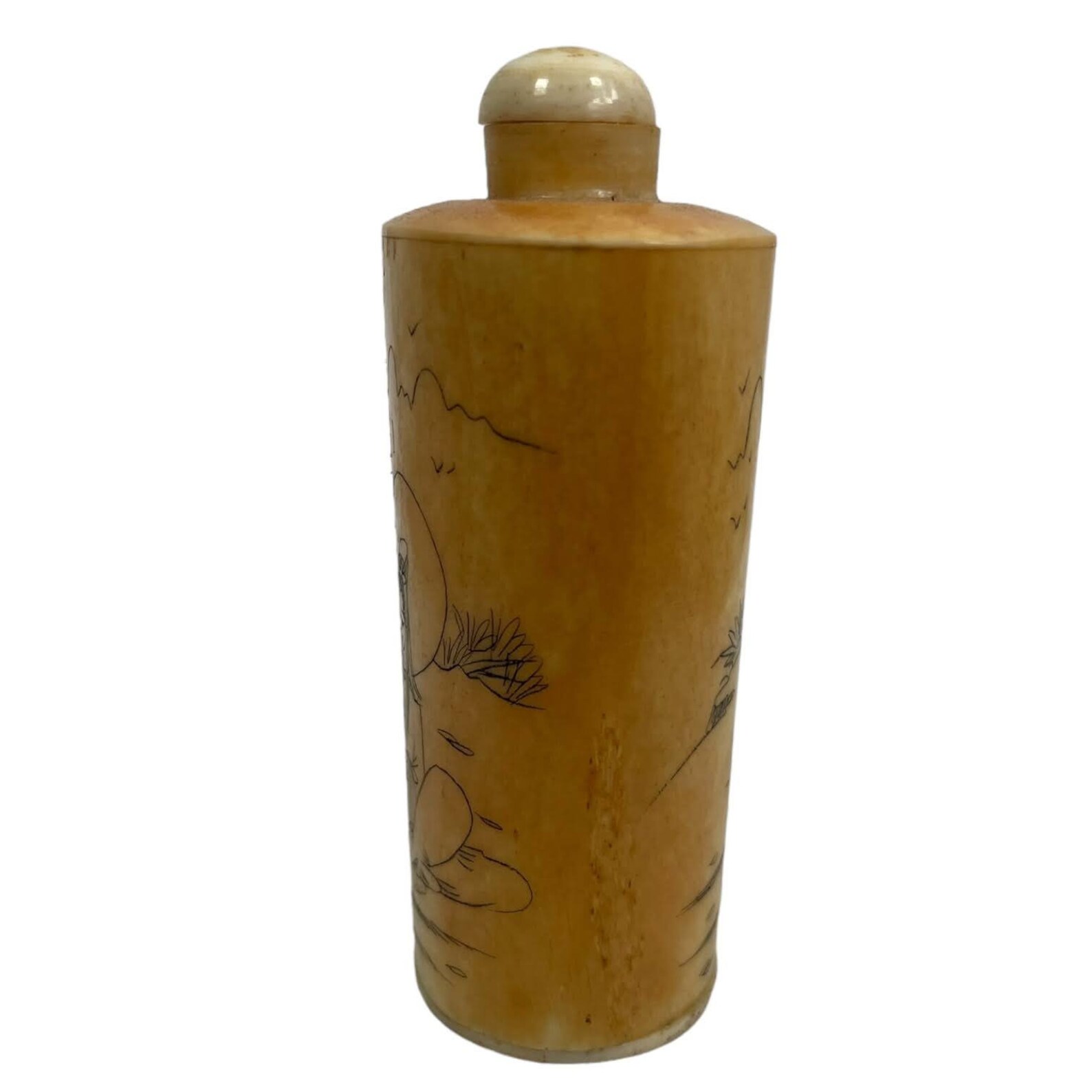 Vintage Chinese Snuff Smelling Salts Hand Etched Small Bottle Holder ...