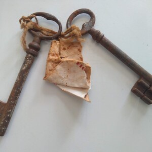Antique French Medium Rusty Iron Key Collection as Found on String ...