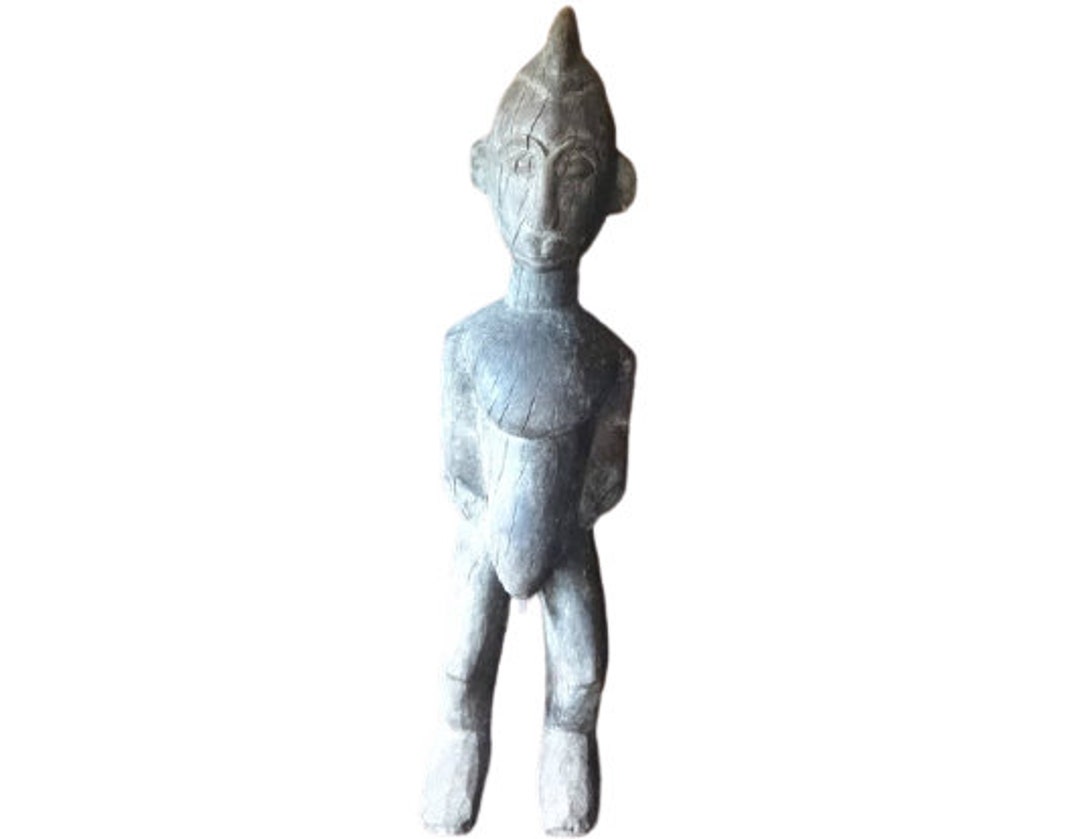 Vintage African Large Man Statue Figurine Male Primitive Carving ...