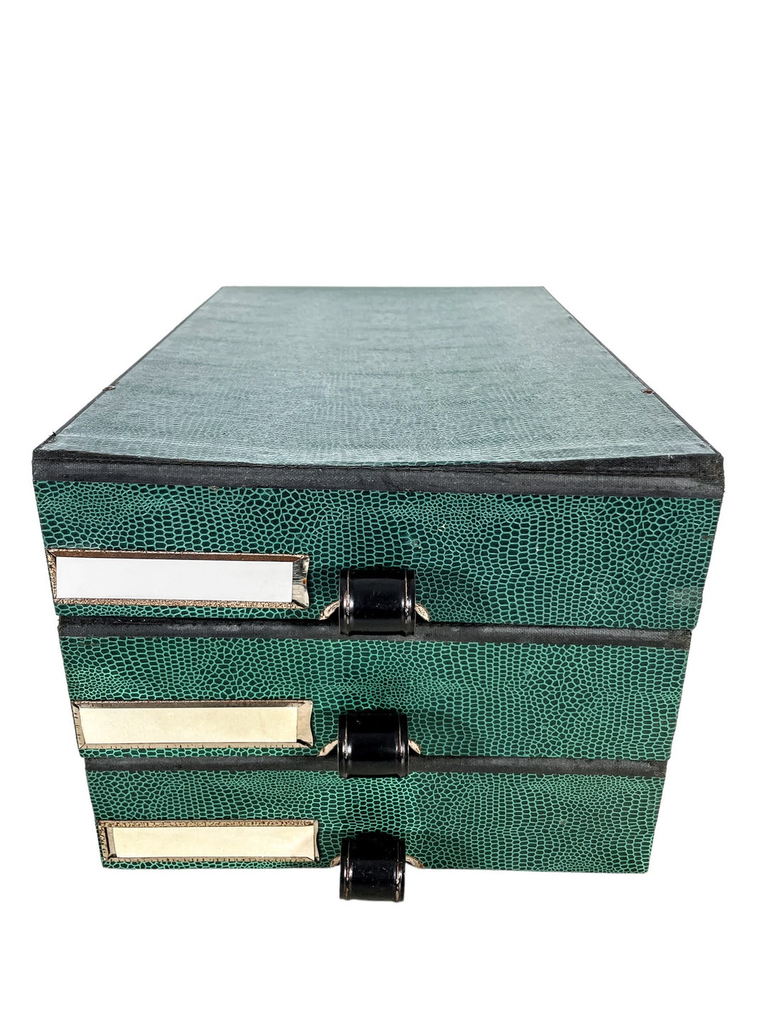 Vintage German Hansa Formucar Kasten Green Faux Lizard Document Boxes ...