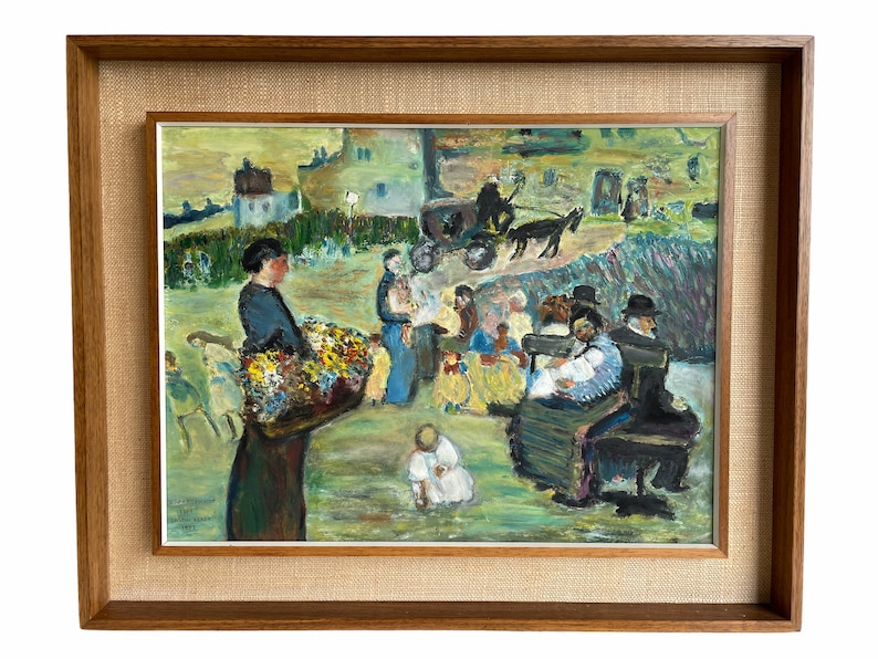Vintage French Picasso Study Village Skyline Church Trees Tree Woodland ...