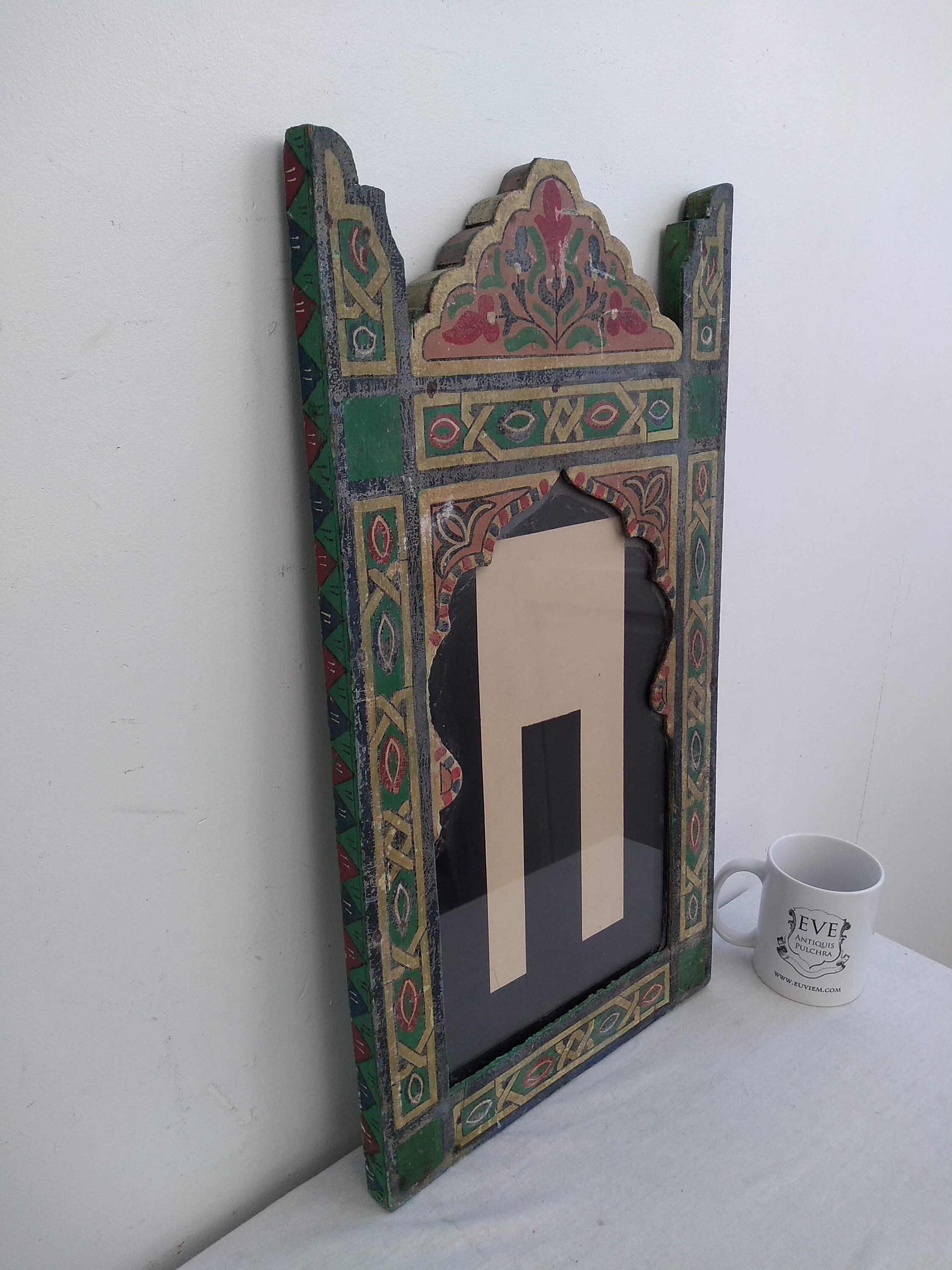 Vintage Moroccan Wall Hanging Photo Frame Mirror Wood Glass Fronted ...