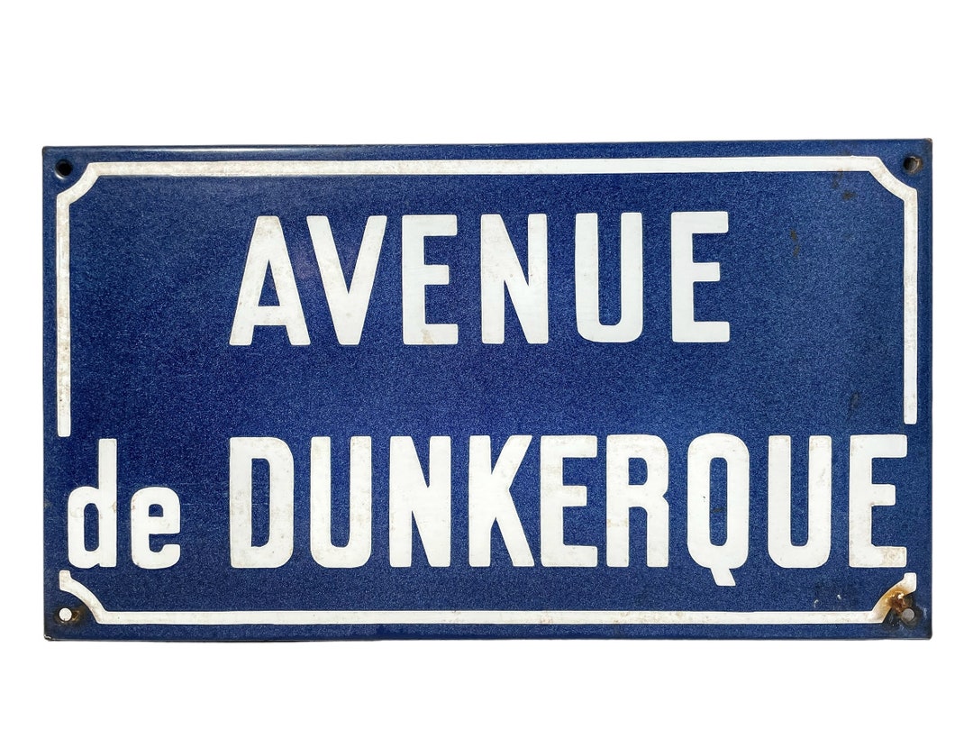 Vintage French Original Iron Enamel Street Sign Avenue De Dunkerque ...