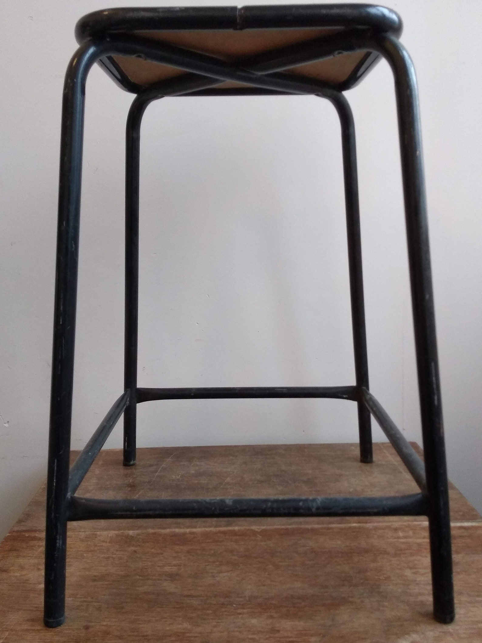 Vintage French Stool Tall High Metal Wood Top Industrial Style | Etsy