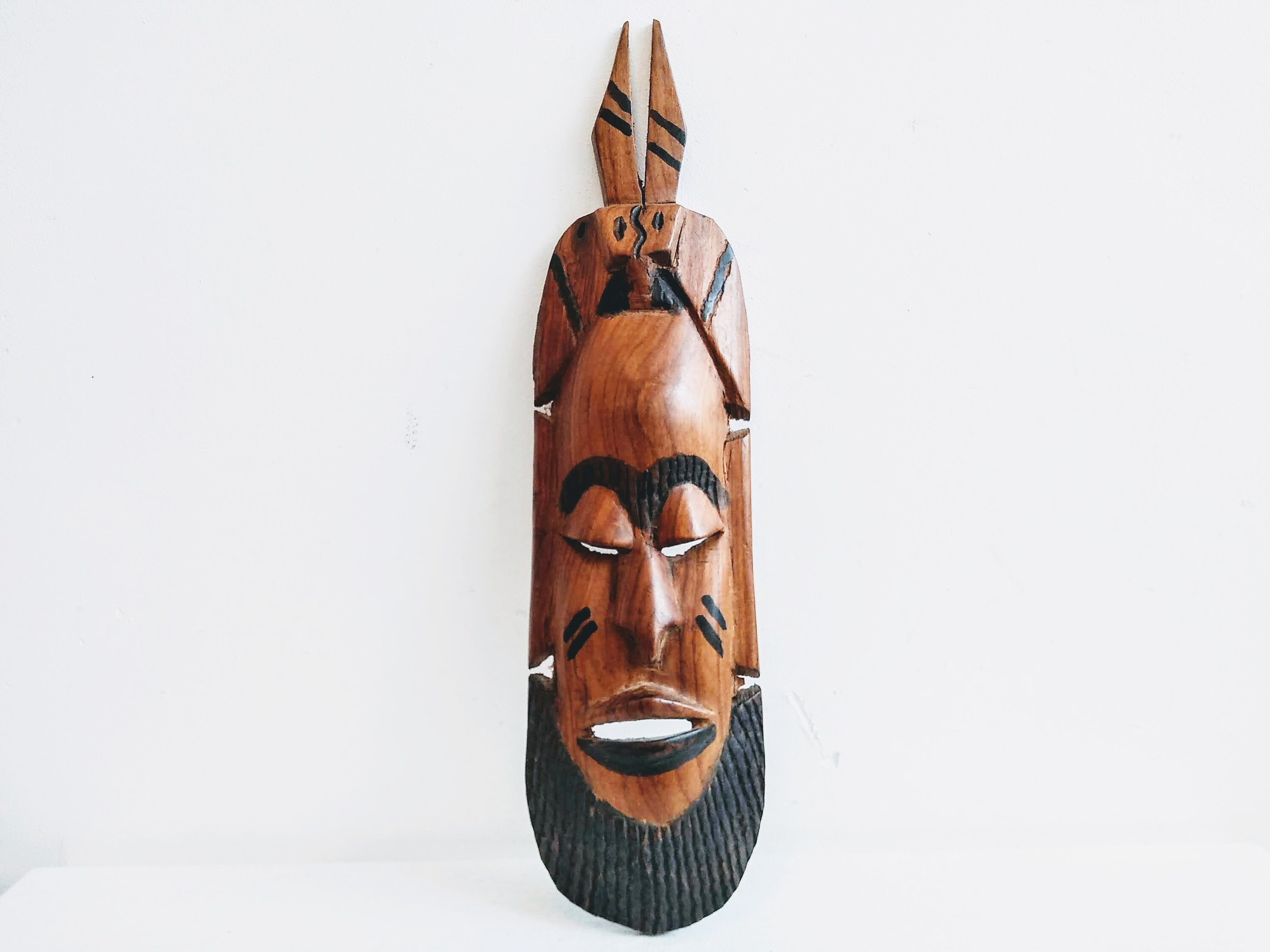 Vintage African Small Wooden Bust Mask Wall Decor Intricate - Etsy