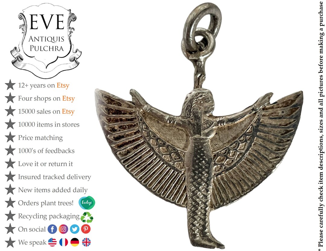 Vintage Egyptian Goddess Isis Wings Charm Pendant Jewellery - Etsy