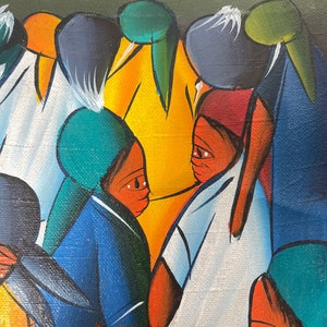 Vintage Haitian Folk Art Original Acrylic Painting Paint Art on Raw ...