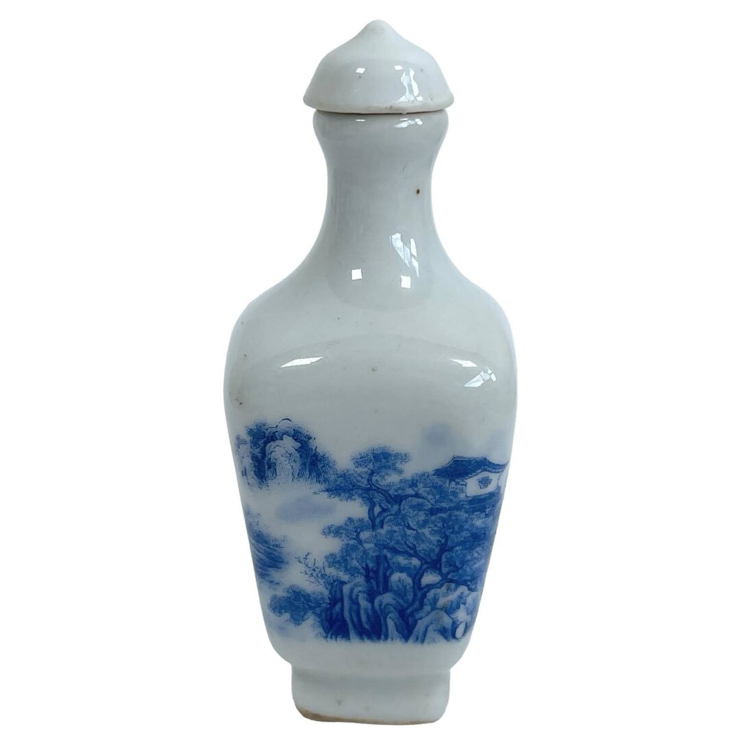 Vintage Chinese Snuff Smelling Salts Ceramic Small Bottle Holder White ...
