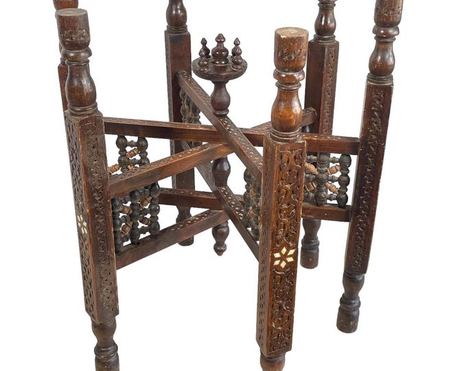 Vintage Moroccan Arabian Wooden Folding Table Tray Legs Brown Wood ...