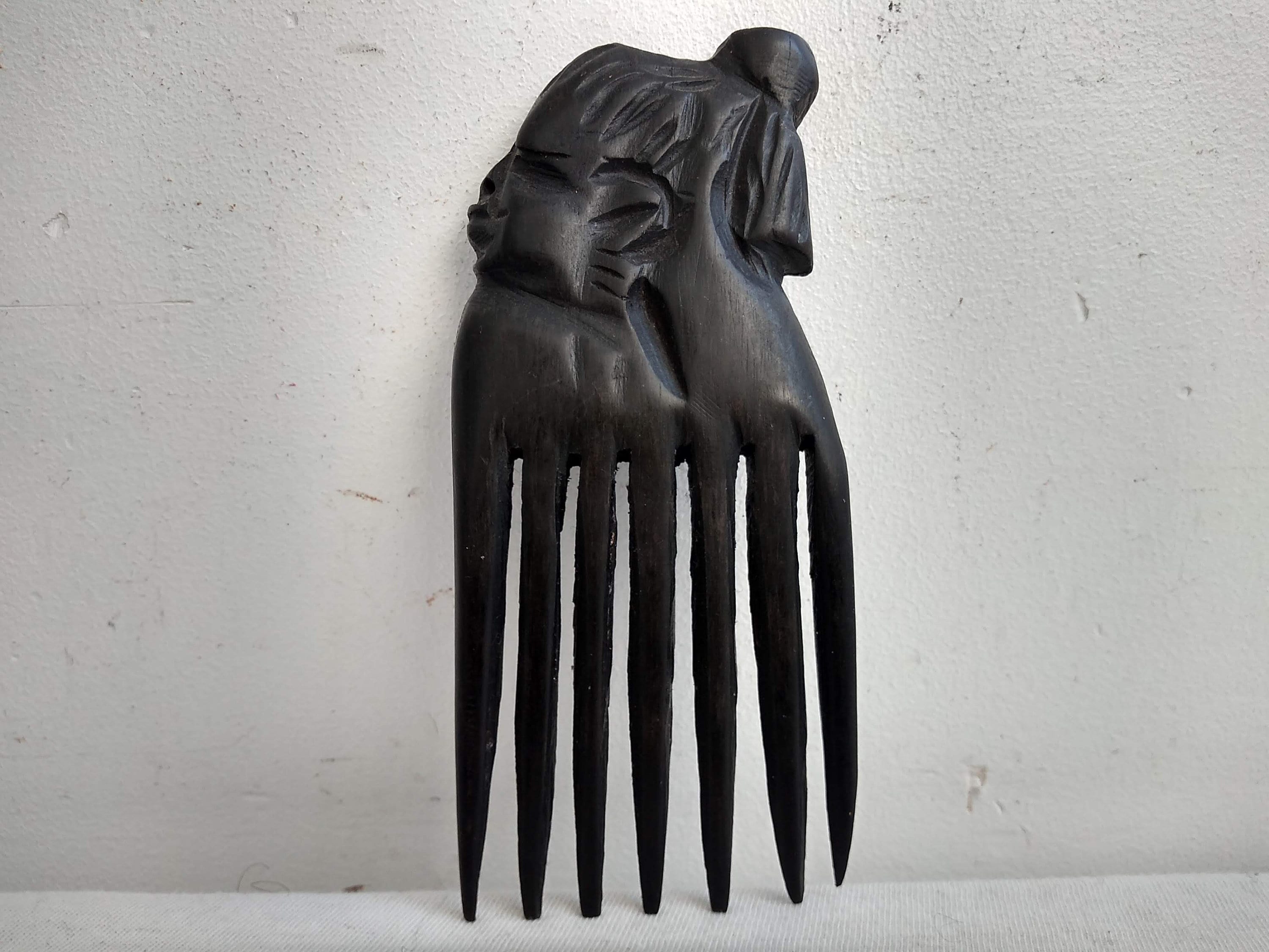 Vintage African Comb Afro Pick Wood Hair Sculpture Carving | Etsy