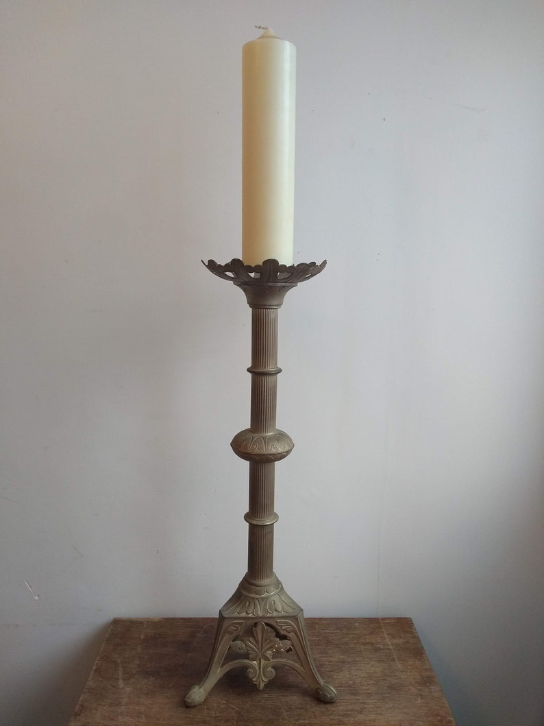 Antique French Large Church Chapel Metal Candle Candlestick - Etsy