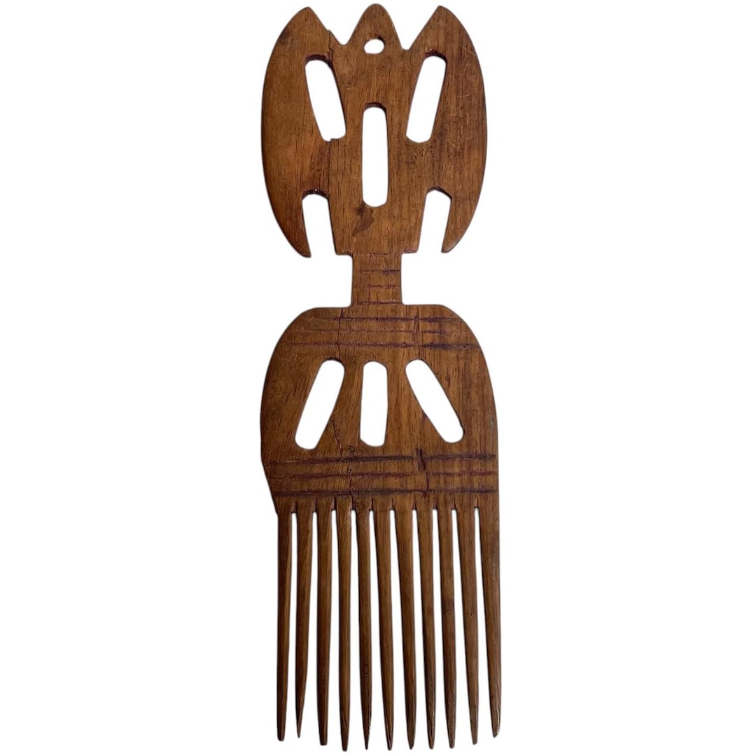 Vintage African Comb Afro Pick Wood Hair Primitive Sculpture Carving ...