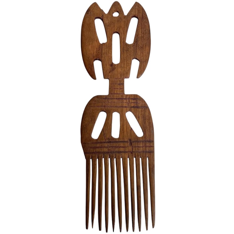 Vintage African Comb Afro Pick Wood Hair Primitive Sculpture Carving ...