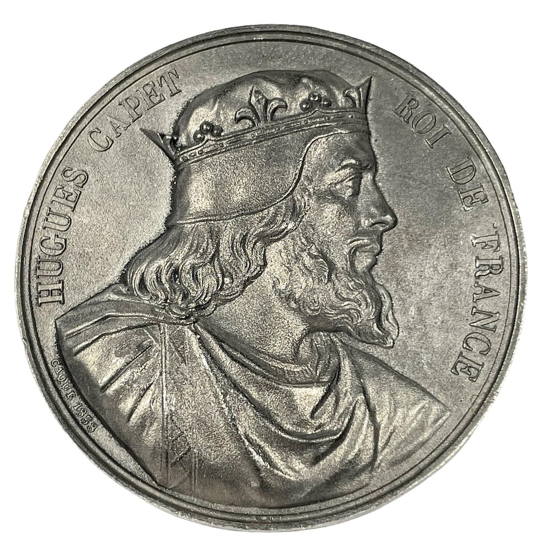 Vintage French Hugues Capet Tin Collectors Medal Medallion Coin ...