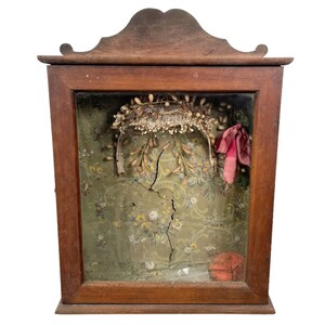 Antique French Wood Wooden Religious Cross Cabinet Case Display ...
