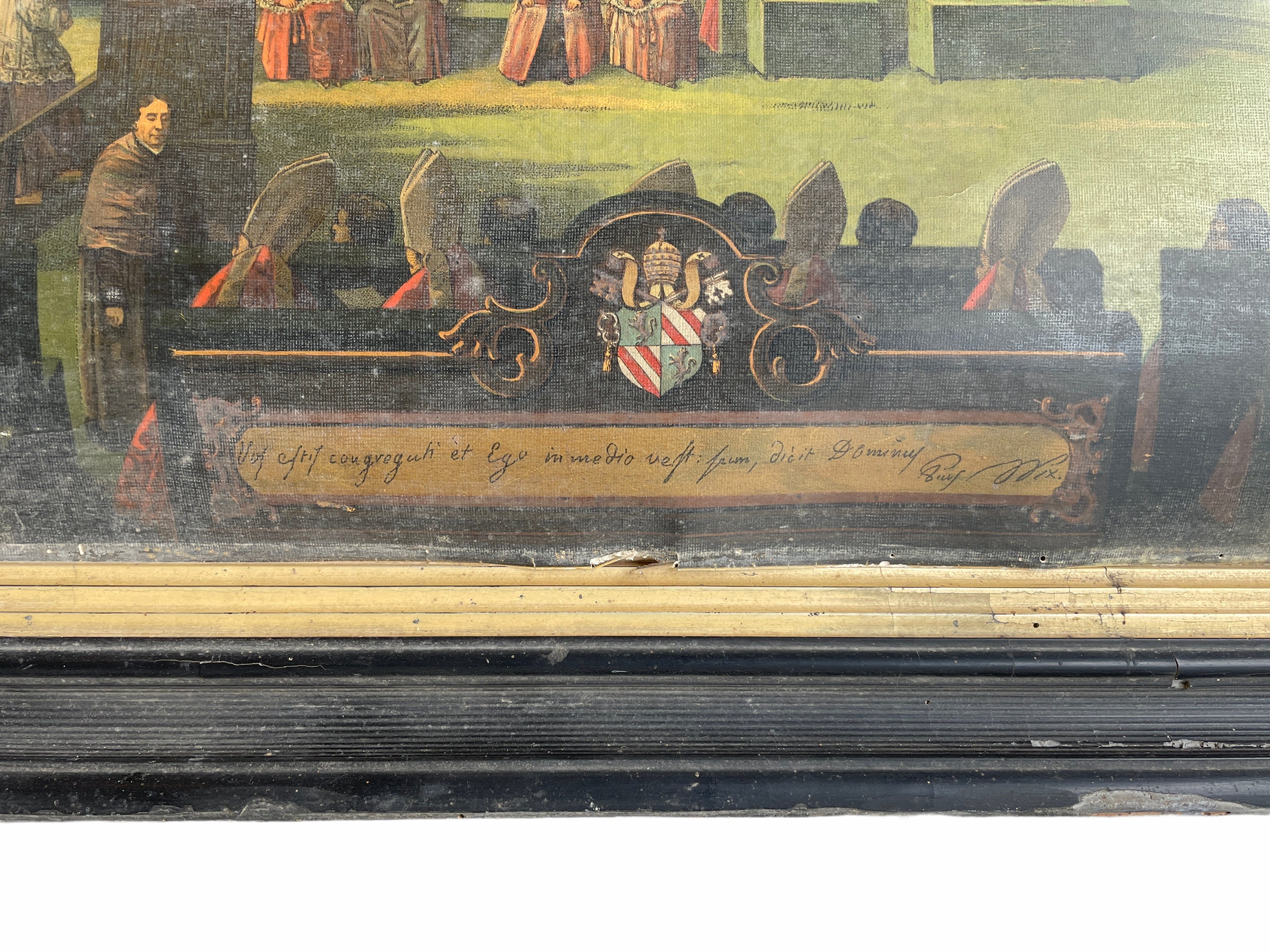 Antique French Large Framed Pope Meeting Religious Church Chapel ...