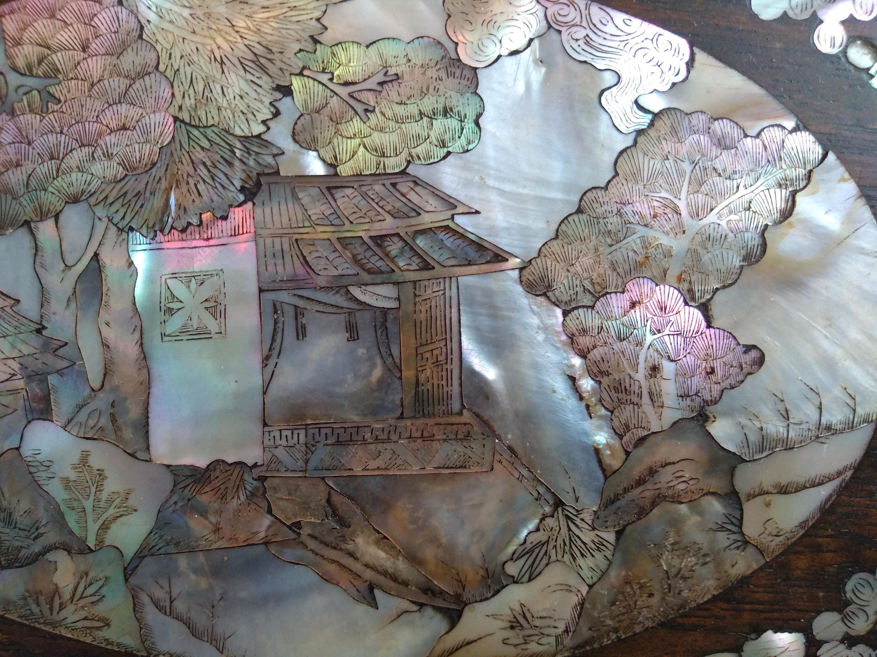 Antique Chinese Detailed Mother Of Pearl Inlaid Tray Dish Hand | Etsy