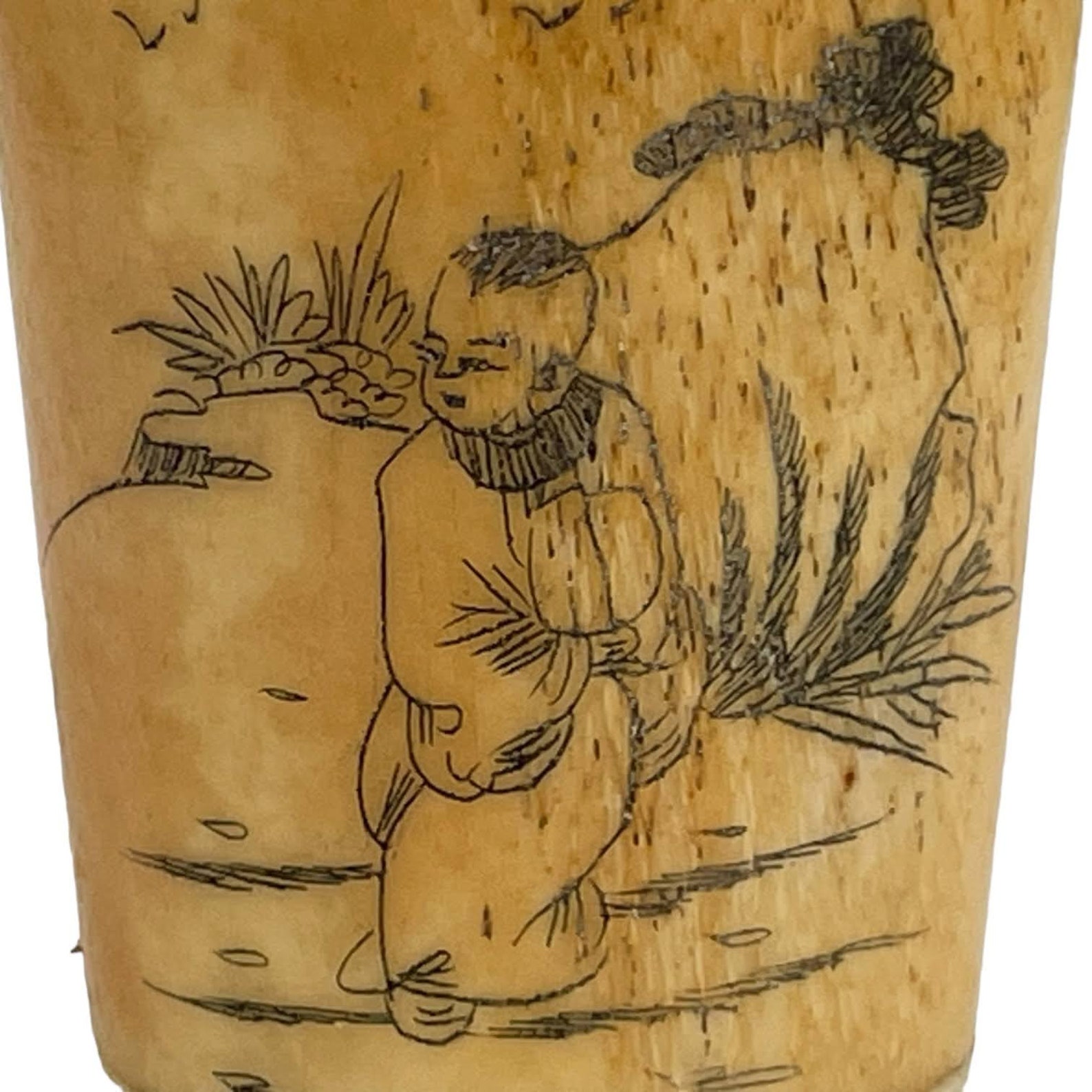 Vintage Chinese Snuff Smelling Salts Hand Etched Small Bottle Holder ...