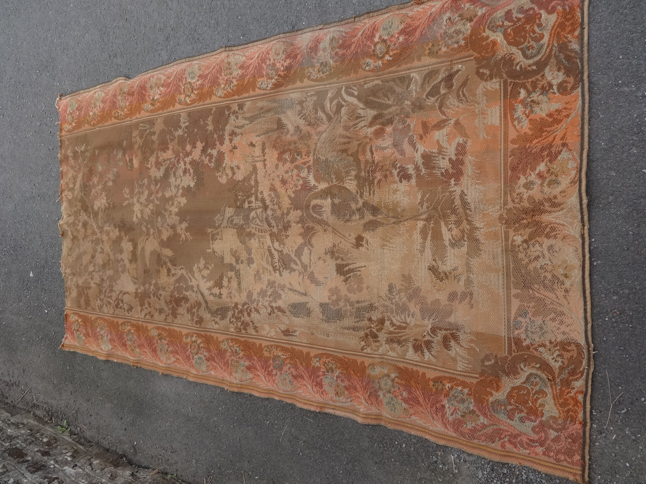 Antique French Chateau Long Large Wall Hanging Tapestry Tapestries ...