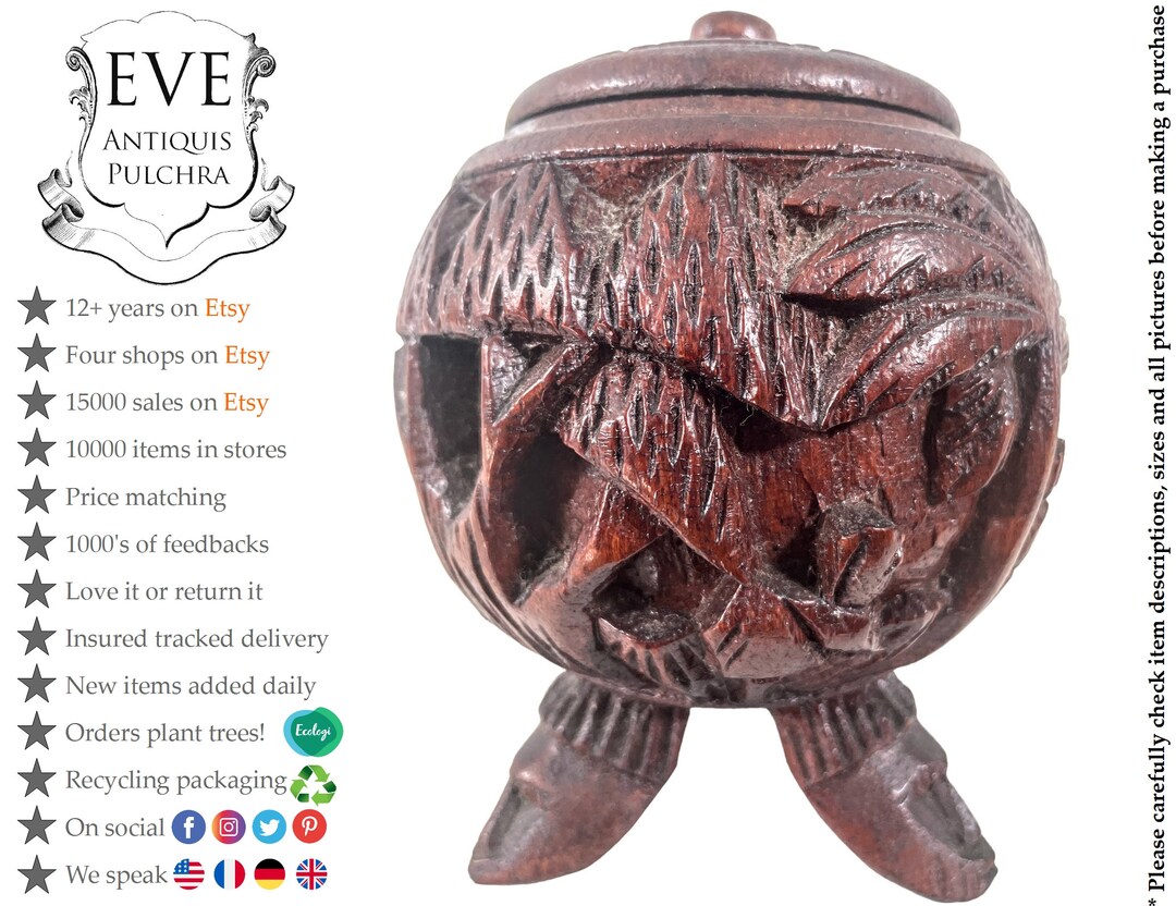 Vintage Tahitian Oceania Polynesian Decorative Hand Carved Wooden ...