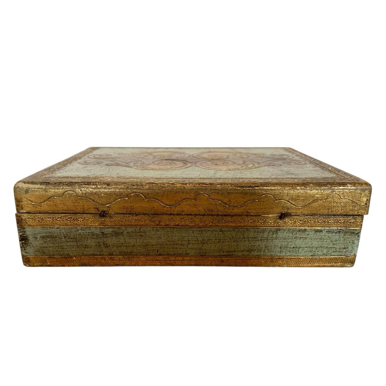 Vintage Italian Florentine Florence Green Gold Wood Ornately Decorated ...