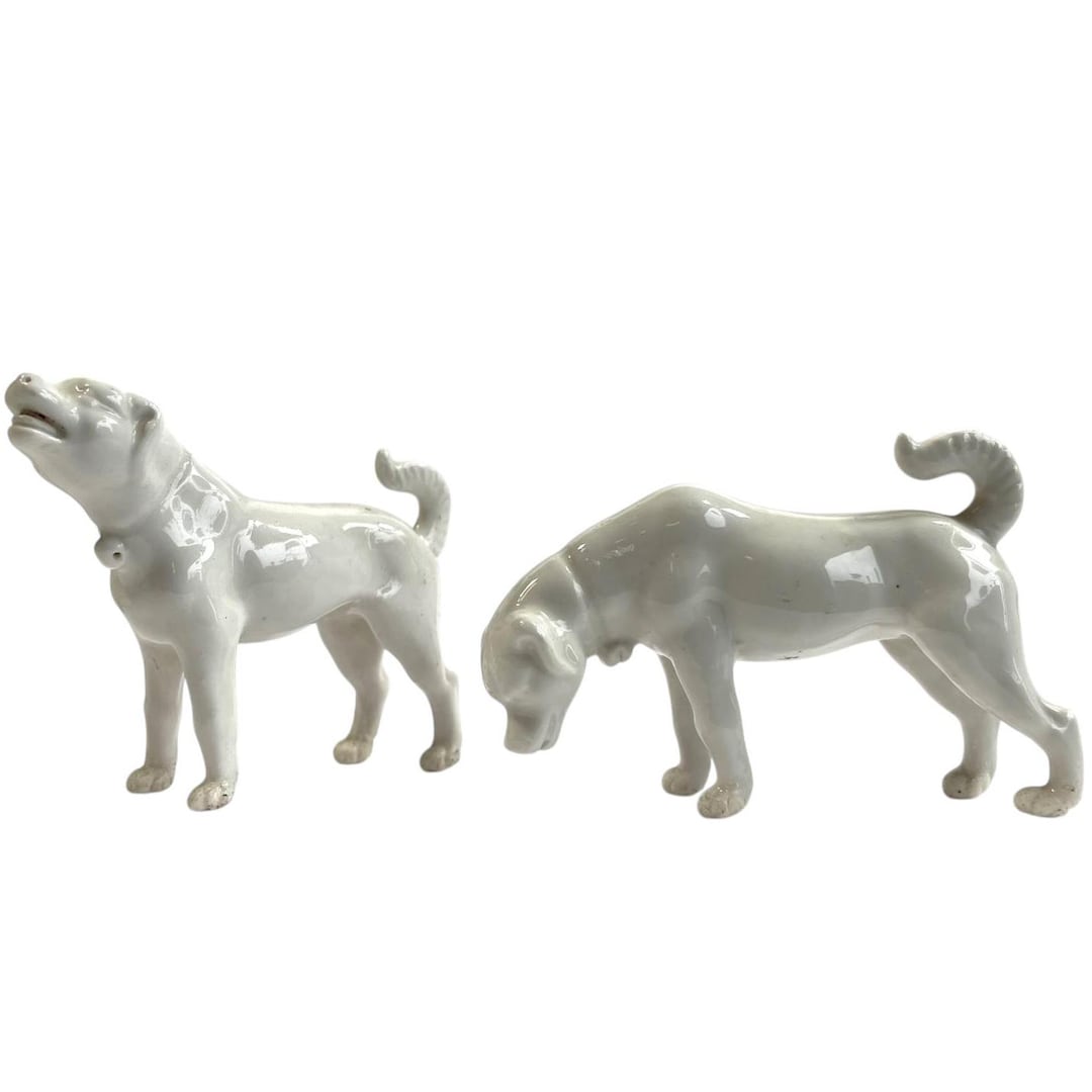 Antique Chinese White Porcelain Pair of Dogs Blanc De Chine Oriental ...